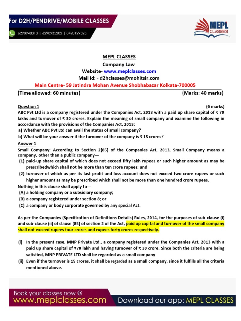 Preliminary Answer Paper-1 | PDF | Companies | Financial Statement