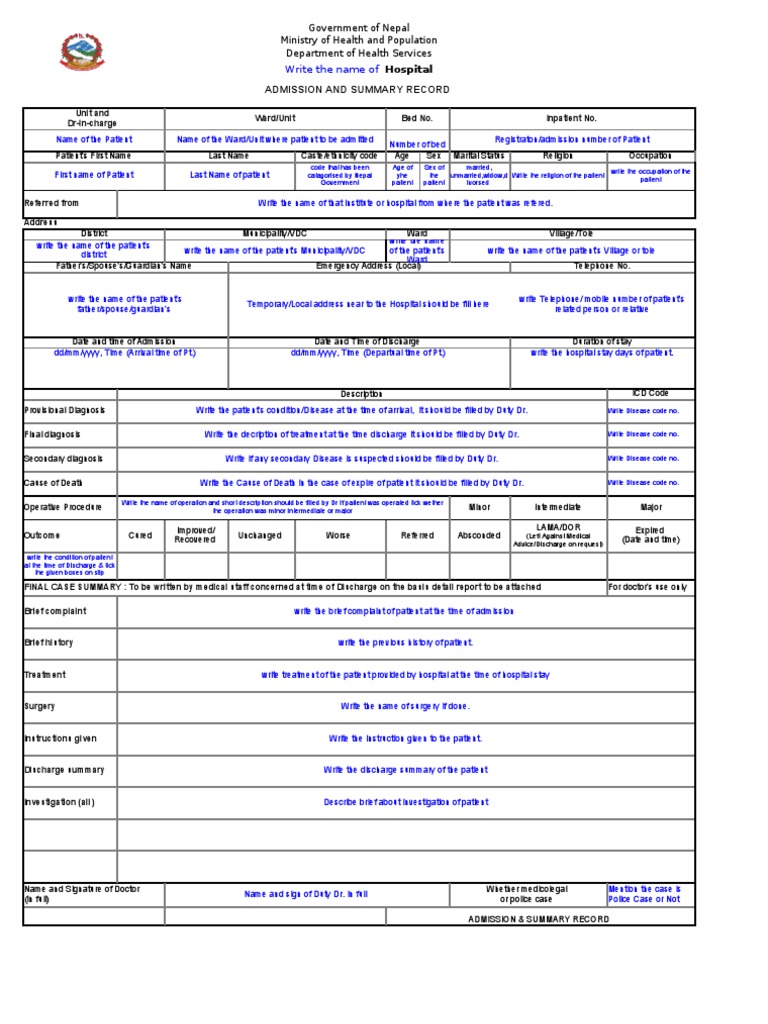 Admission and Discharge | PDF | Patient | Hospital