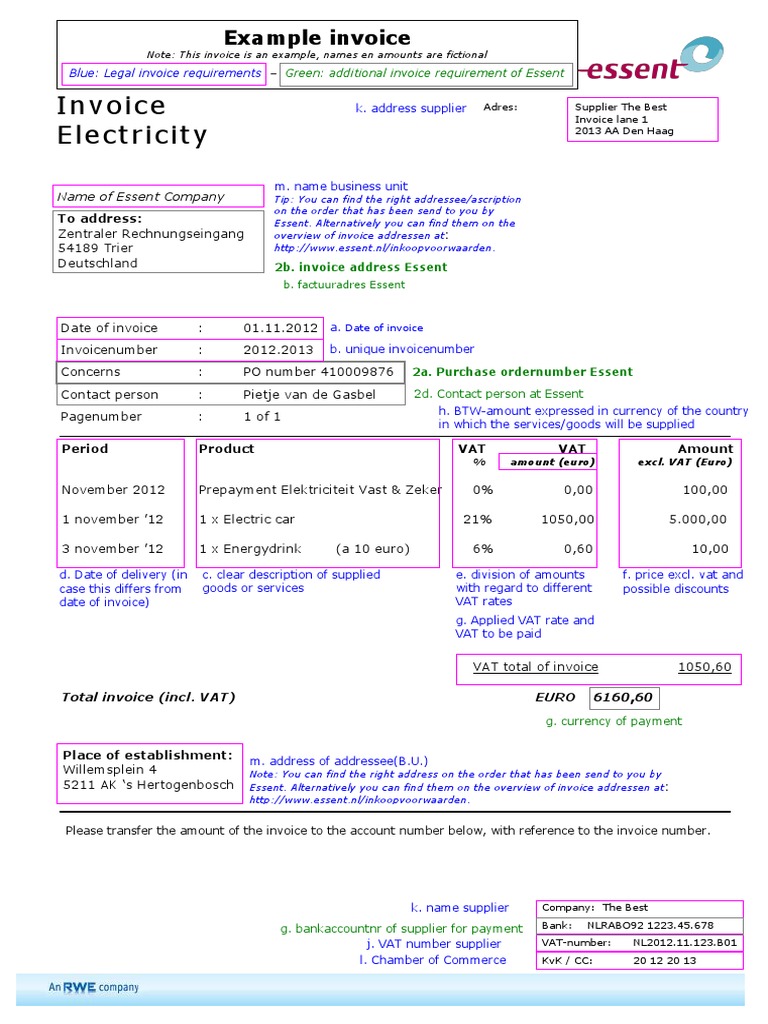 Quick Reference Card Invoice Example Essent | PDF | Invoice | Value ...