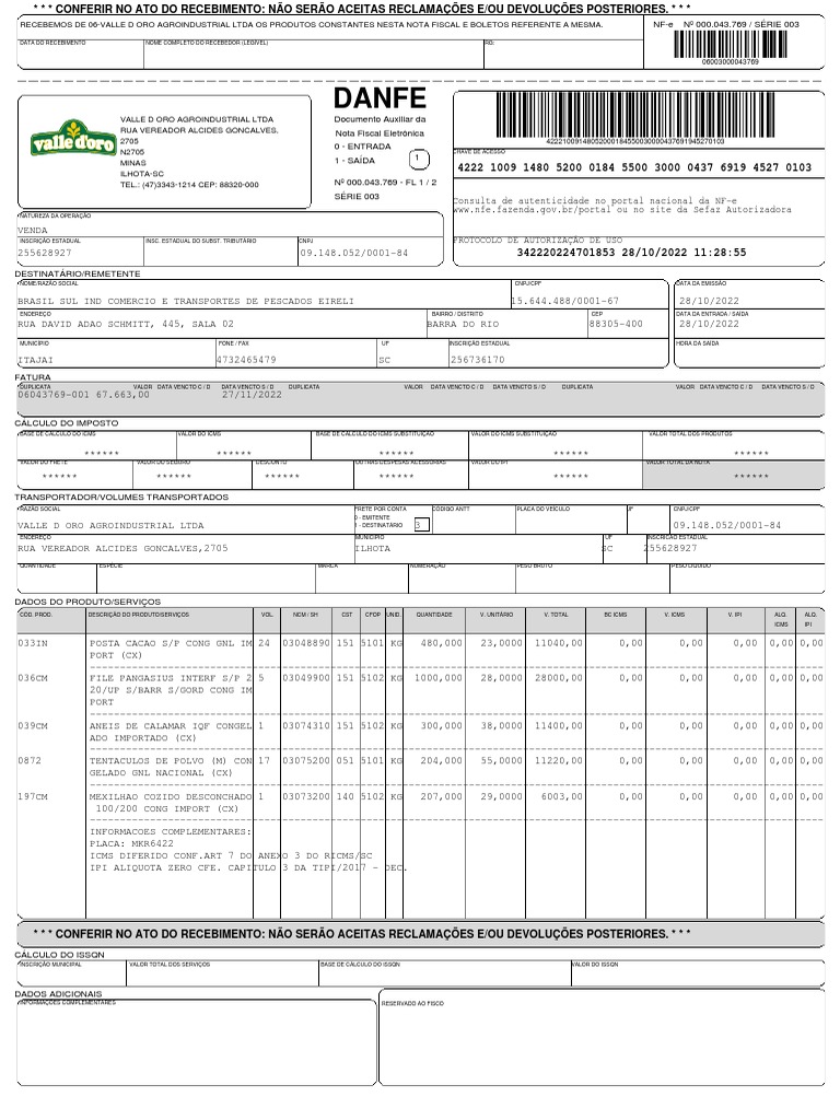 Danfe | PDF | Recibo | Economia de negócios