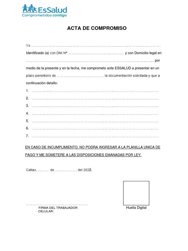 Acta de Compromiso - 2022 | PDF