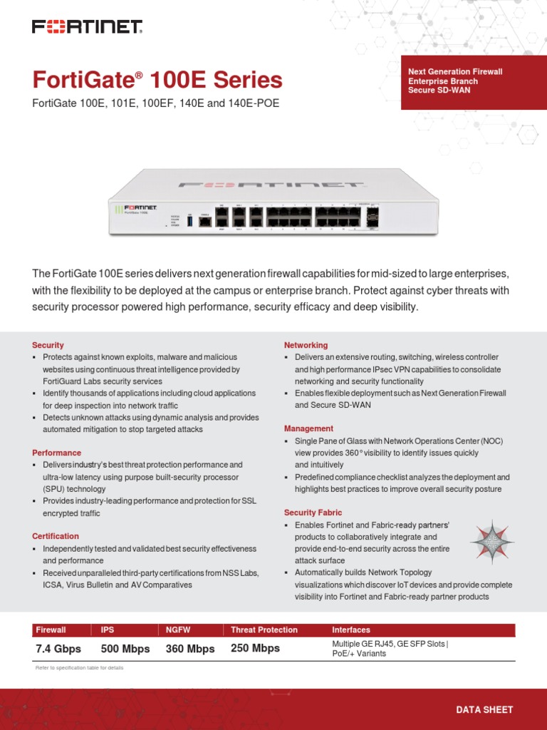 FortiGate 100E Series | Download Free PDF | Computer Network | Computer Security