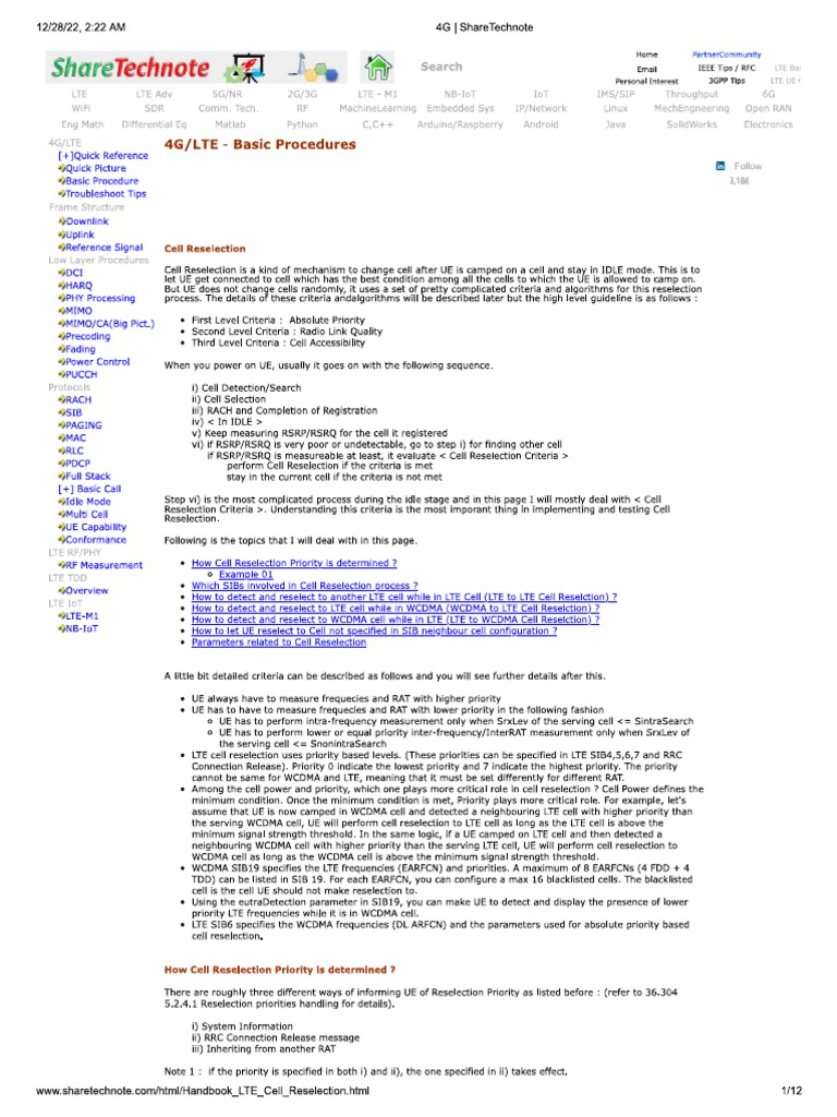 LTE - Basic Procedures | PDF