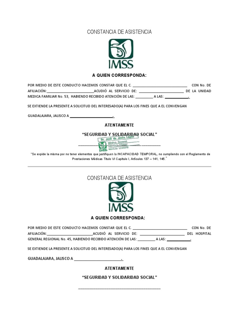 Justificante Imss Urgencias Sellado | PDF