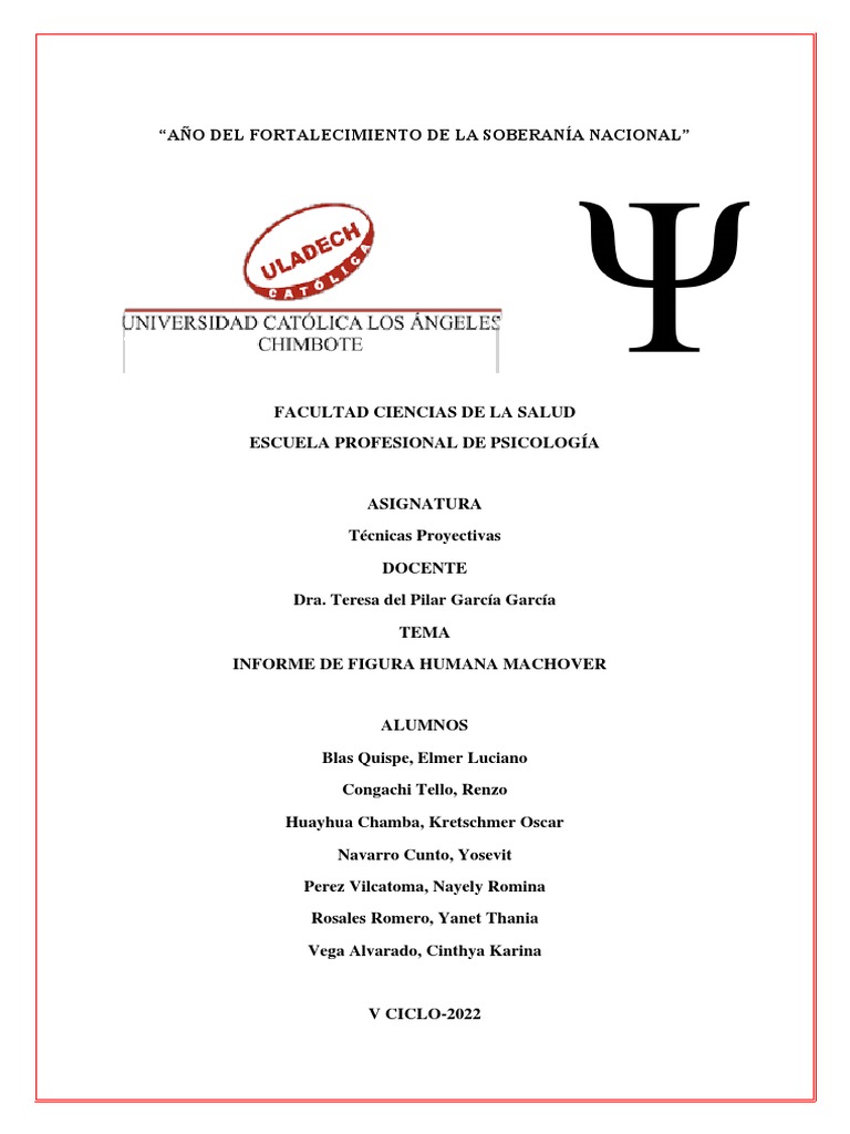 Informe De Figura Humana Machover Pdf Las Emociones Neurosis