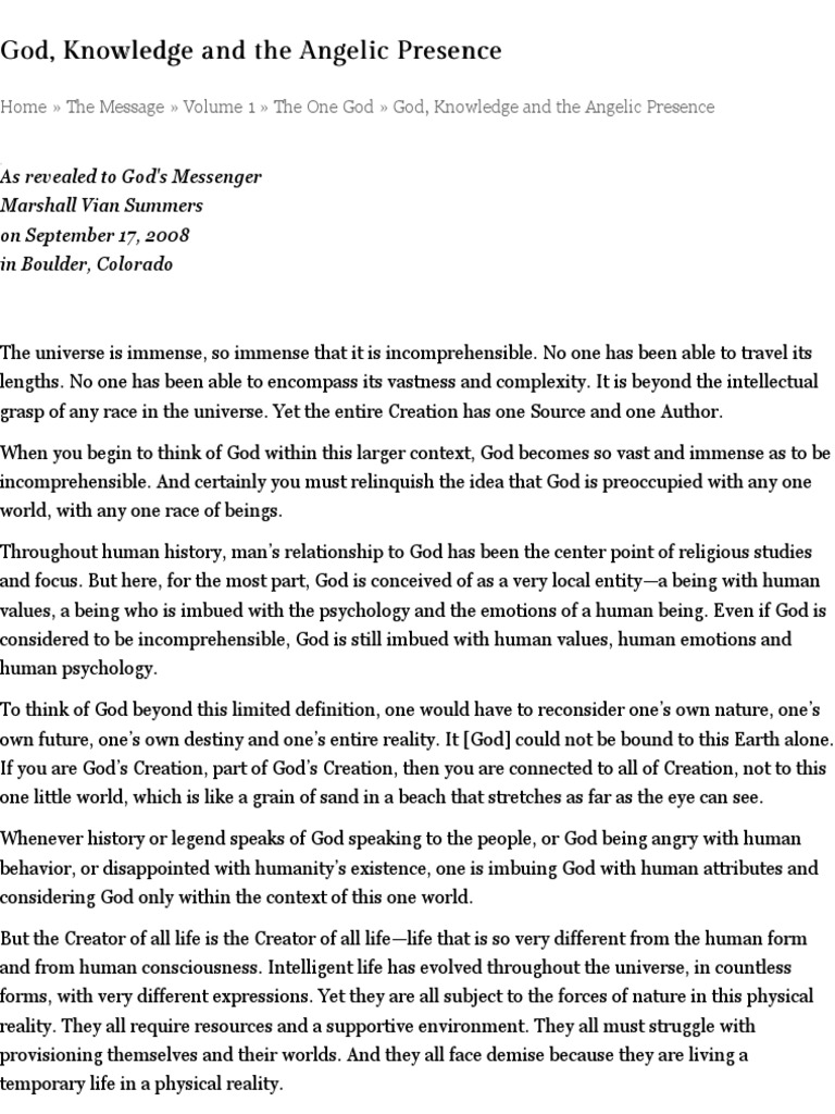 Angelic Wisdom, God Knowledge and The Angelic Presence - 9 | PDF | God ...