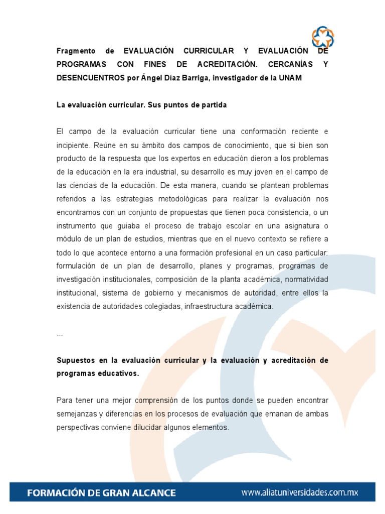 23 Evaluacion Curricular y Evaluacion de Programas | PDF | Plan de estudios | Evaluación