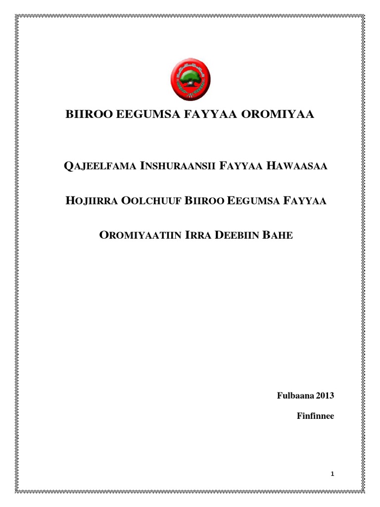 Qajeelfama Inshuraansii Fayyaa Hawaasaa | PDF