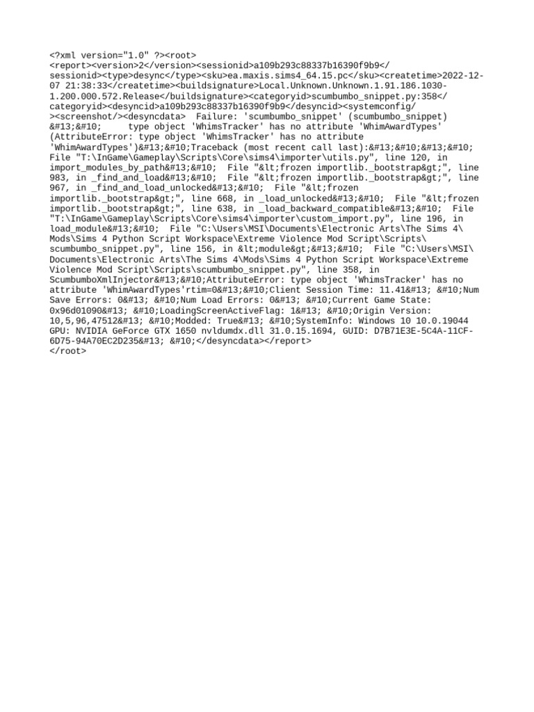 Sims 4 Desync Report Analysis | PDF | Games & Activities | Technology & Engineering