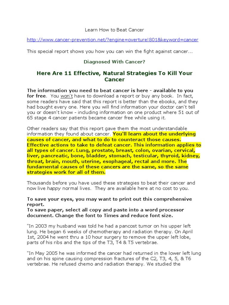 Learn How To Beat Cancer 131pp | PDF | Cellular Respiration | Cancer