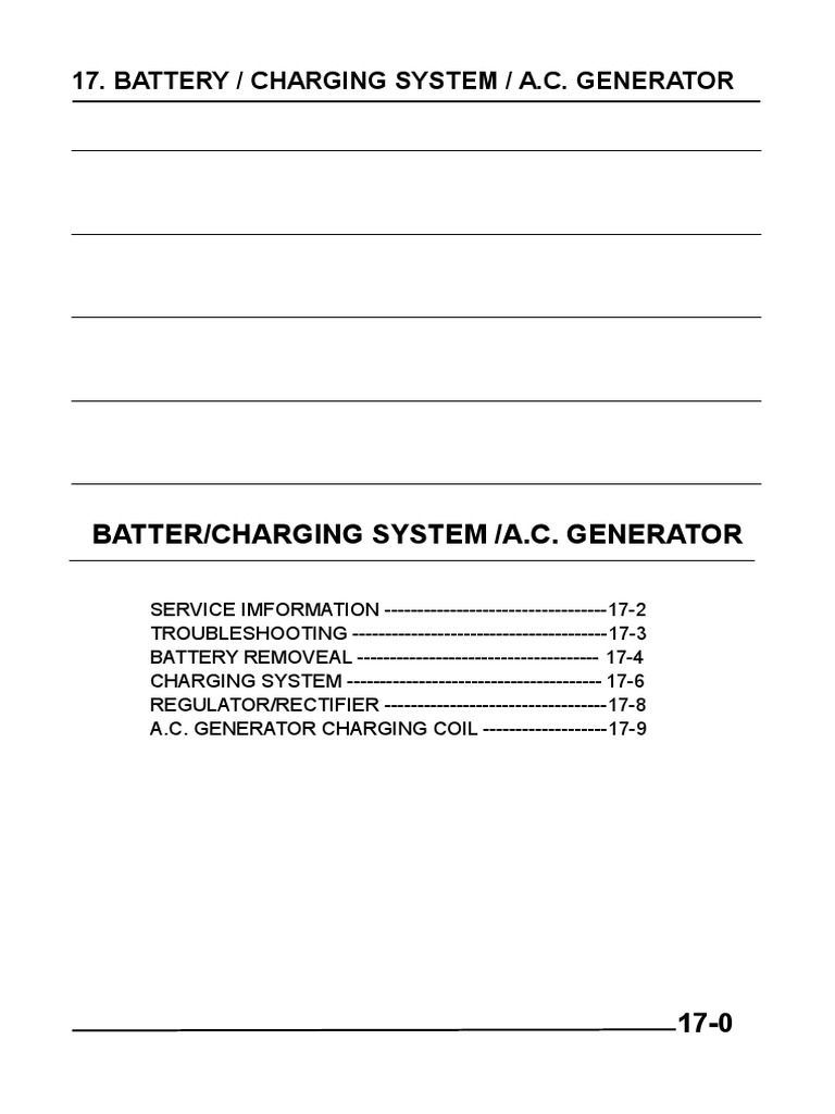 A86&A88-chapter 17 (BATTERY-CHARGING SYSTEM-A.C. GENERATOR) | PDF | Battery Charger | Ignition ...