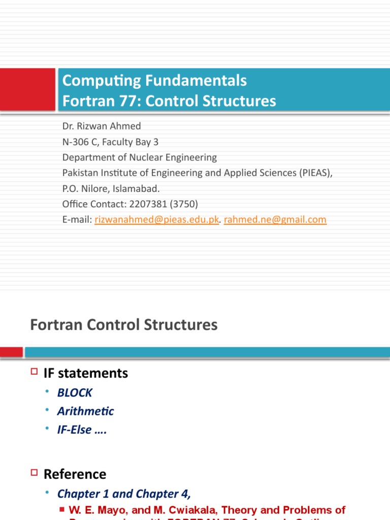 Lecture 05 Fortran Control Structure Pdf Algorithms Computer Programming