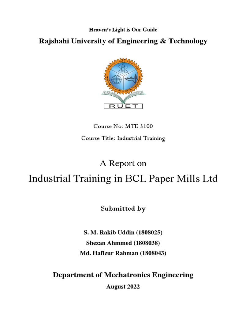 Industrial Attachment Report in BCL Paper Mills Ltd. | PDF | Engines ...