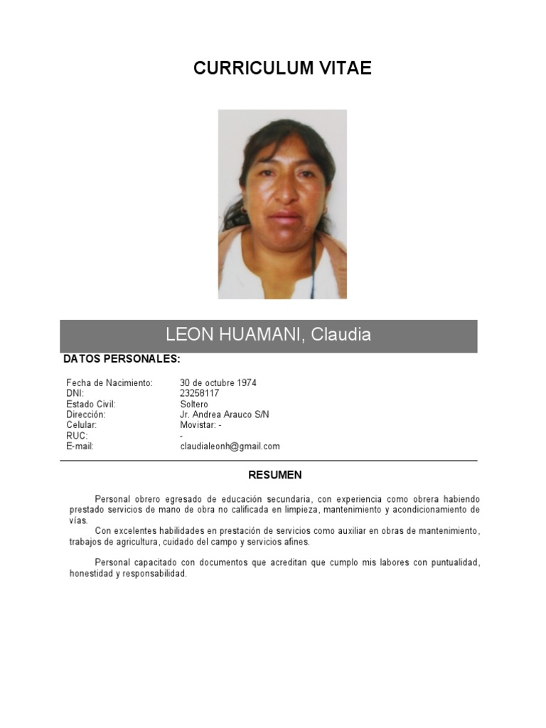 Curriculum Vitae Claudia Leon | PDF Curriculum Vitae Claudia Leon | PDF