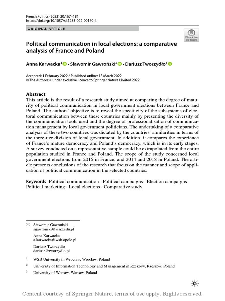 Political Communication in Local Elections: A Comparative Analysis of ...