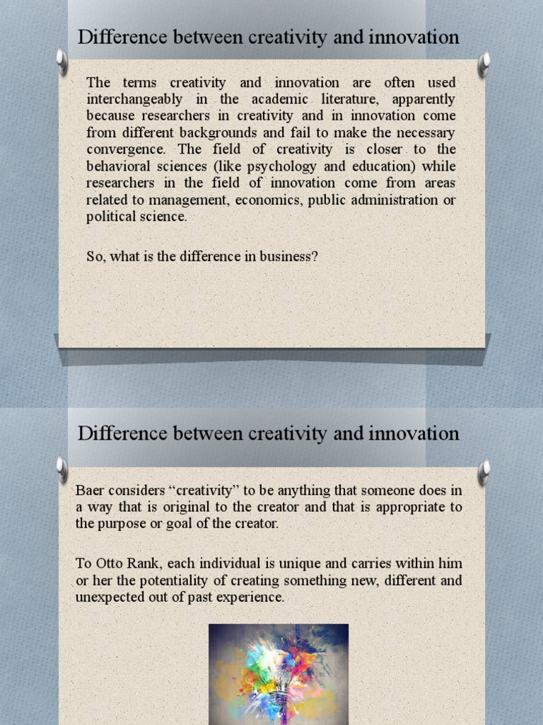 6 Difference Between Creativity and Innovation | PDF | Creativity ...