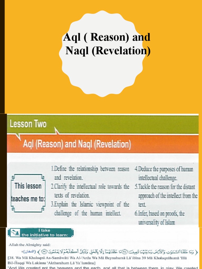 U1. l2. Aql Reason and Naql Revealation | PDF | Revelation | Quran