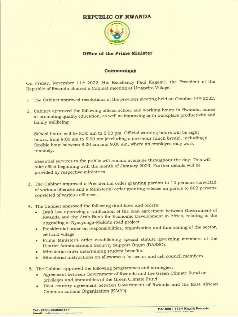 Statement On Cabinet Resolutions of 11.november.2022 | PDF