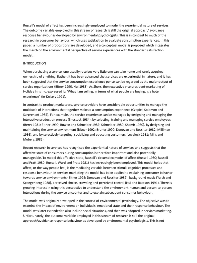 Russell Model of Affect | PDF | Affect (Psychology) | Consumer Behaviour