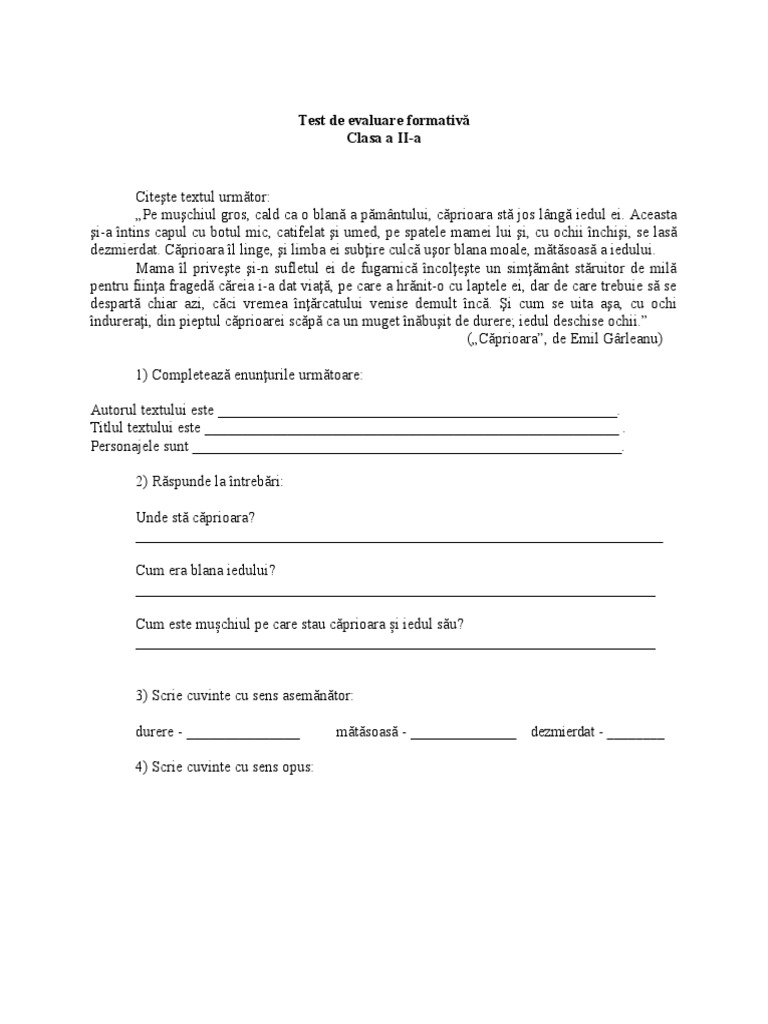 Test Clasa A II A | PDF