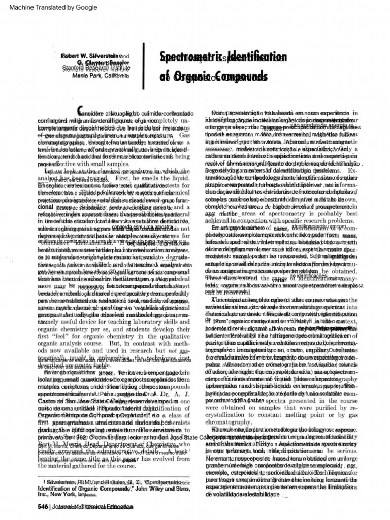 Spectrometric Identification of Organic Compounds | PDF | Espectrometria de massa | Química