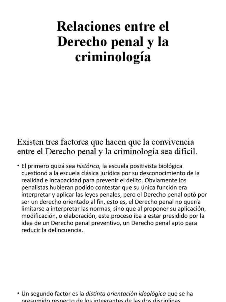 Relaciones Entre El Derecho Penal y La Criminología | PDF | Derecho penal | Criminología