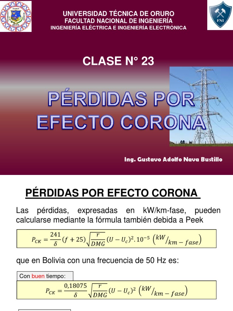 Clase #23 Pérdidas Por Efecto Corona | PDF | Electricidad | Metrología