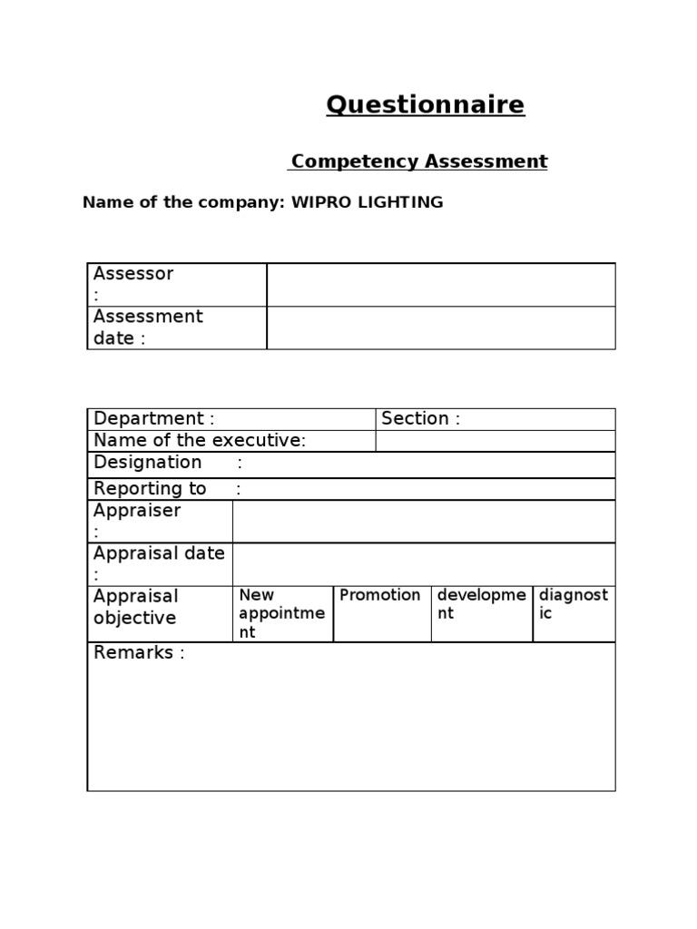 Competency Mapping Questionnaire | PDF | Competence (Human Resources ...