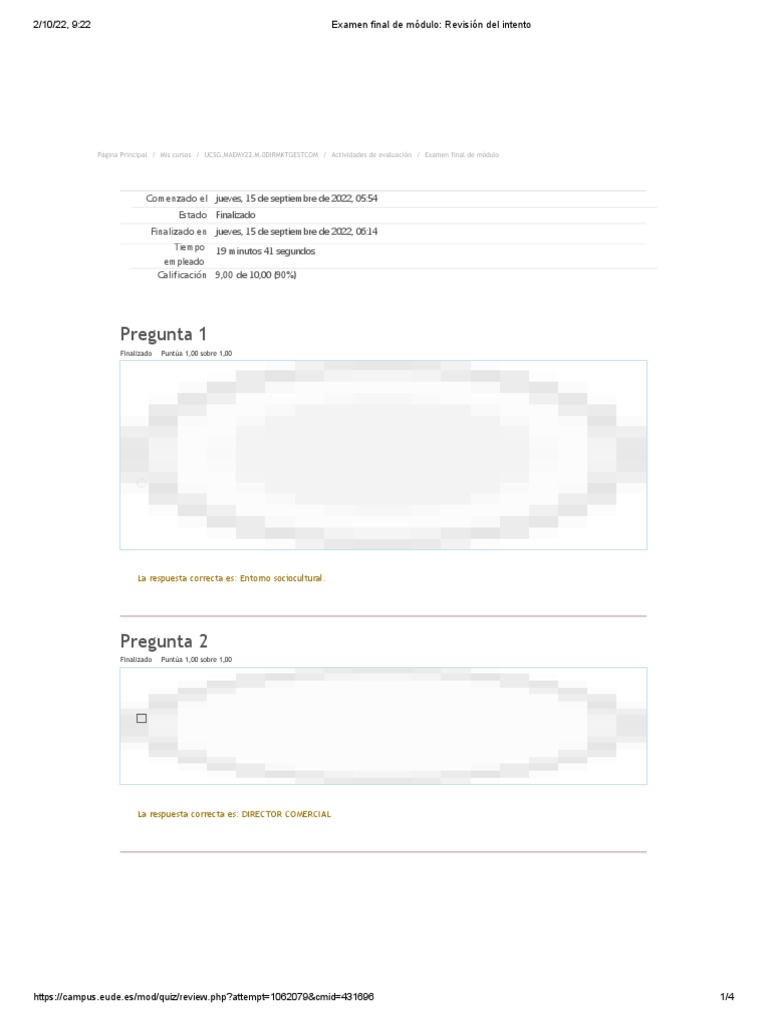 Examen Final de Módulo - Modulo Direccion Comercial | PDF | Prueba (evaluación) | Recopilación ...