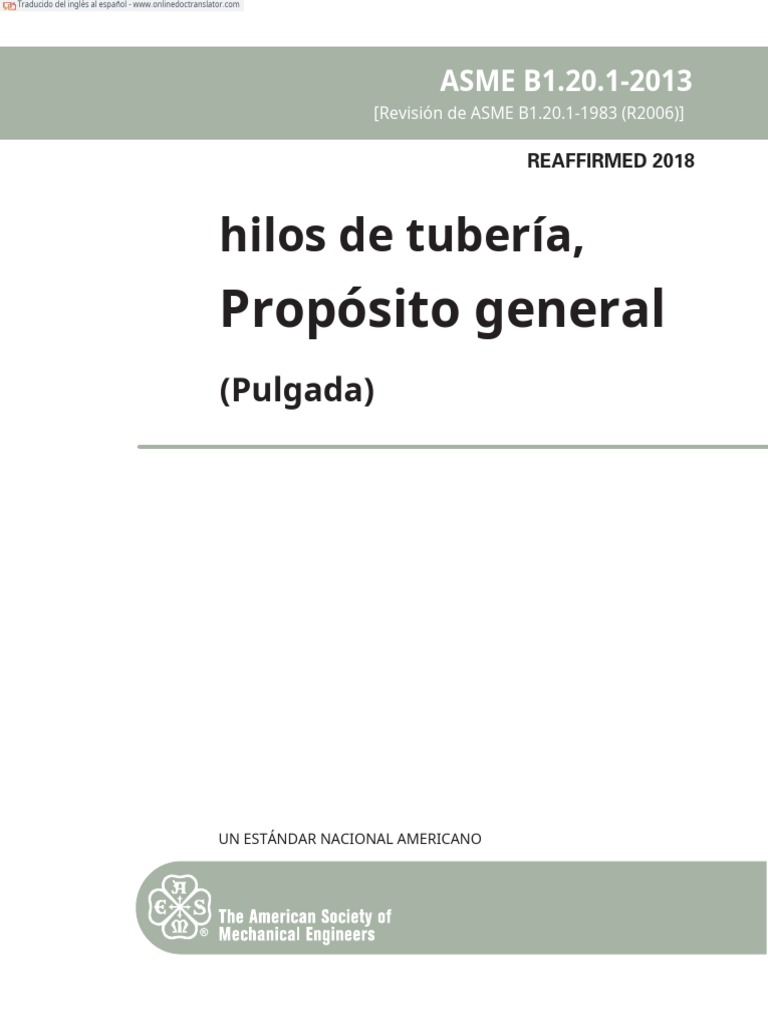 Asme B1.20.1-2013 (R2018) Español | PDF | Patentar | Medición