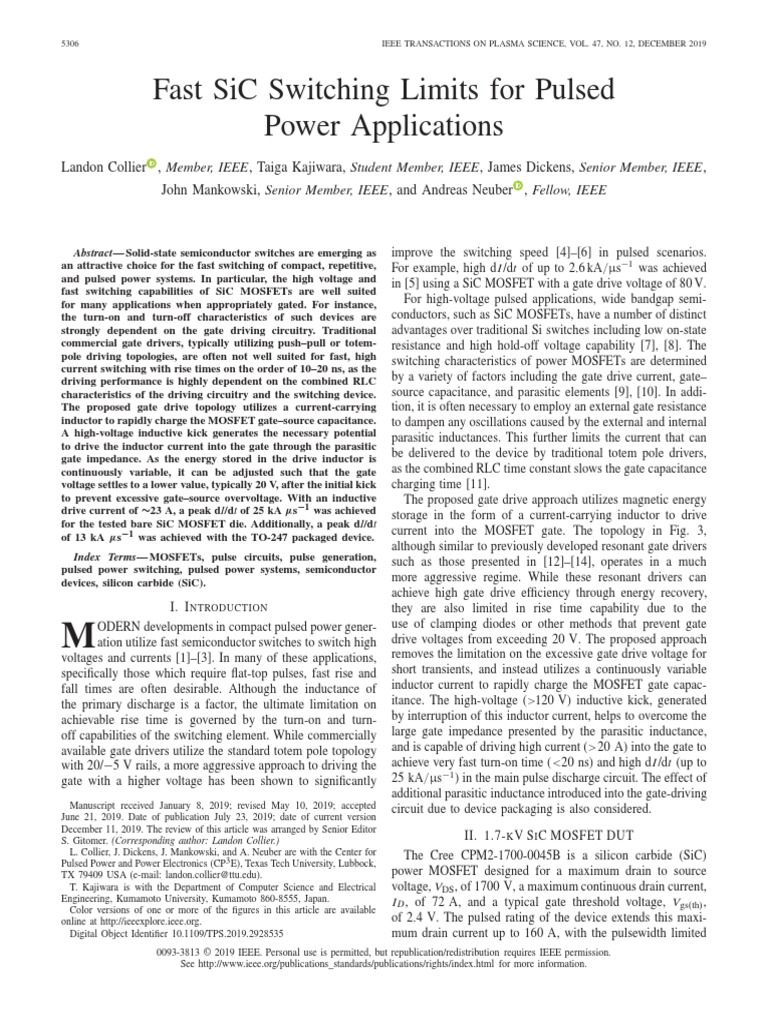 Fast SiC Switching Limits For Pulsed | PDF | Capacitor | Field Effect ...
