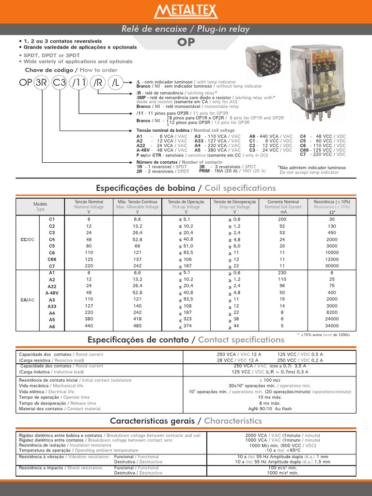 C3 /11 3R /R /L OP: Relé de Encaixe / Plug-In Relay | PDF | Equipamento ...