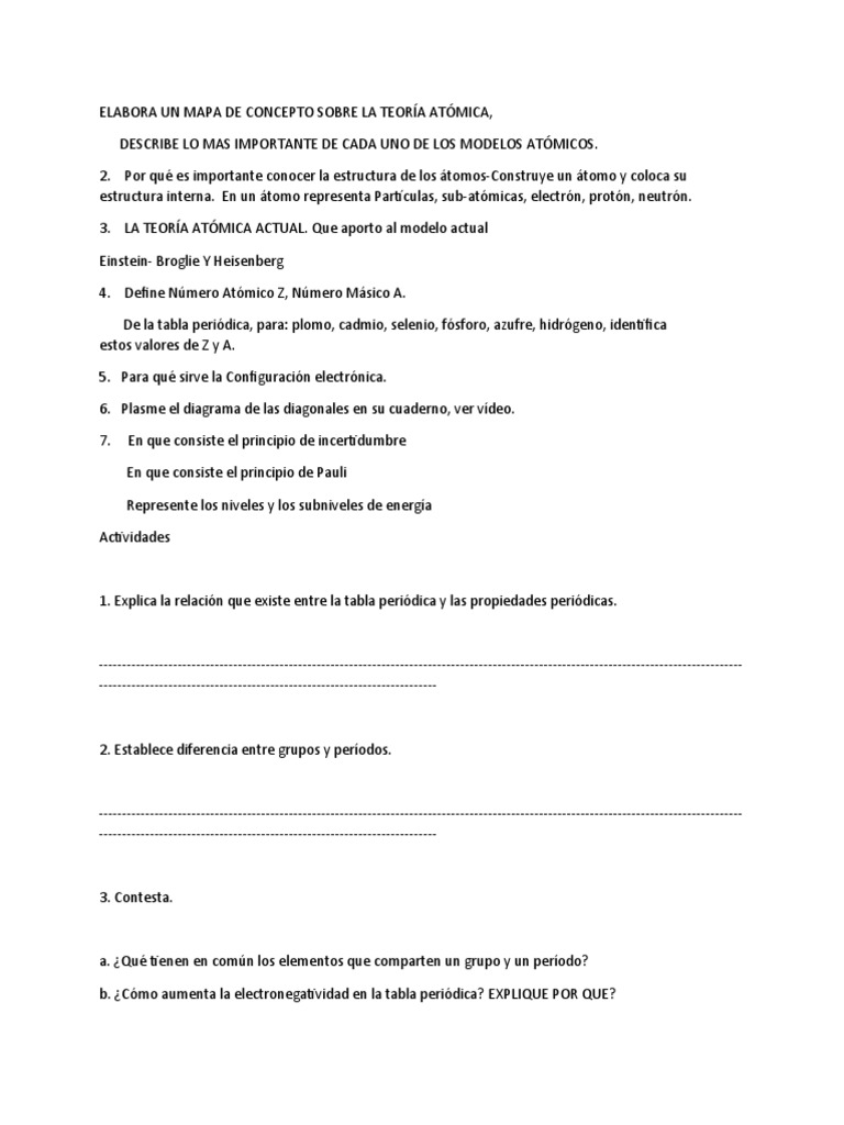 Elabora Un Mapa de Concepto Sobre La Teoría Atómica Itsc | PDF