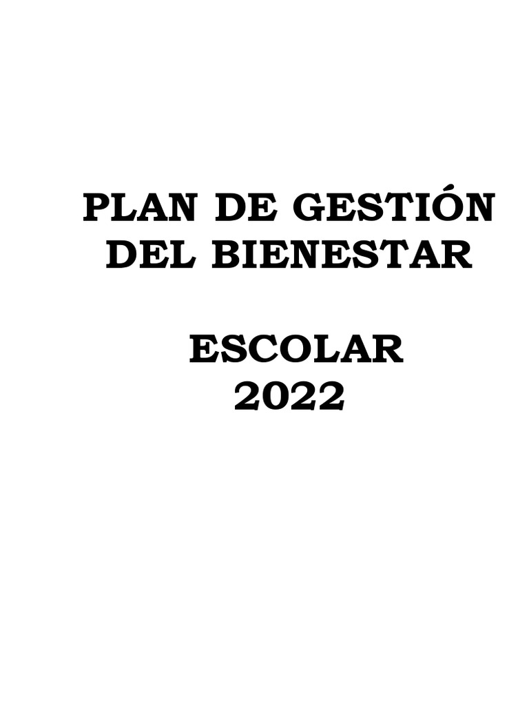 Plan de Gestion Del Bienestar Escolar | PDF | Institución | Violencia