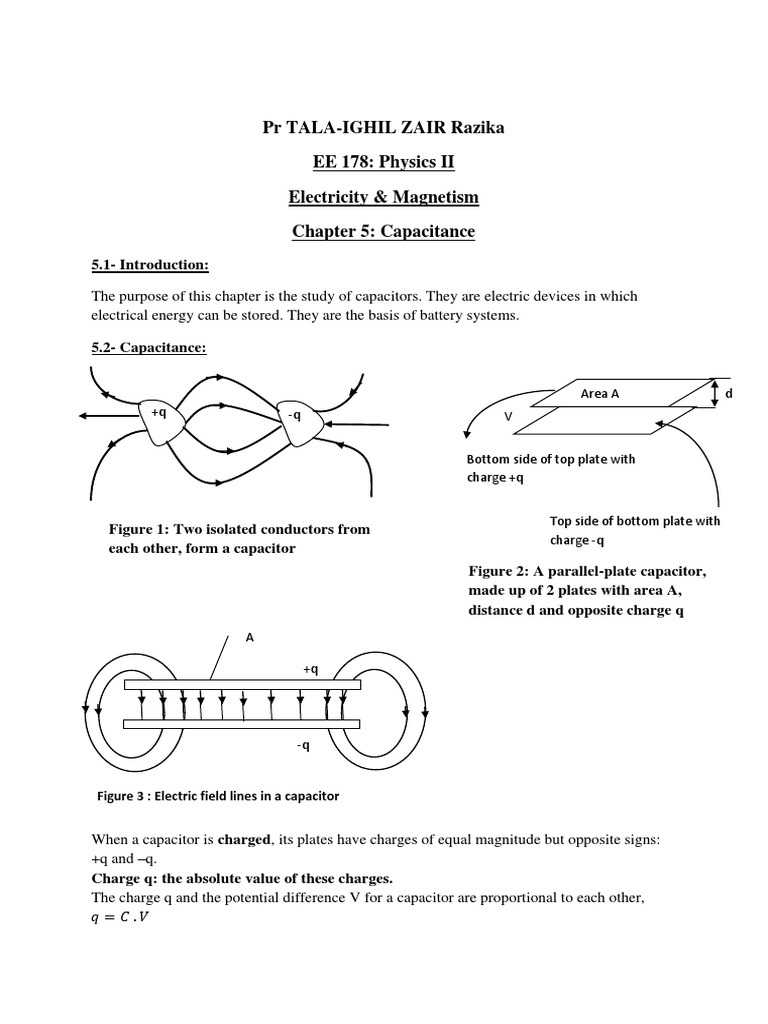 Chapter 5 Physics II Tala-Ighil | PDF | Dielectric | Capacitance