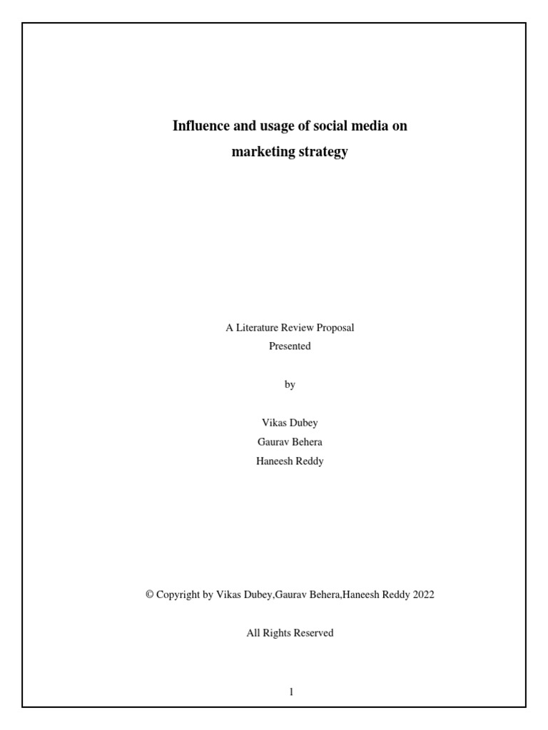 Literature - Review - Influence and Usage of Social Media On Marketing ...