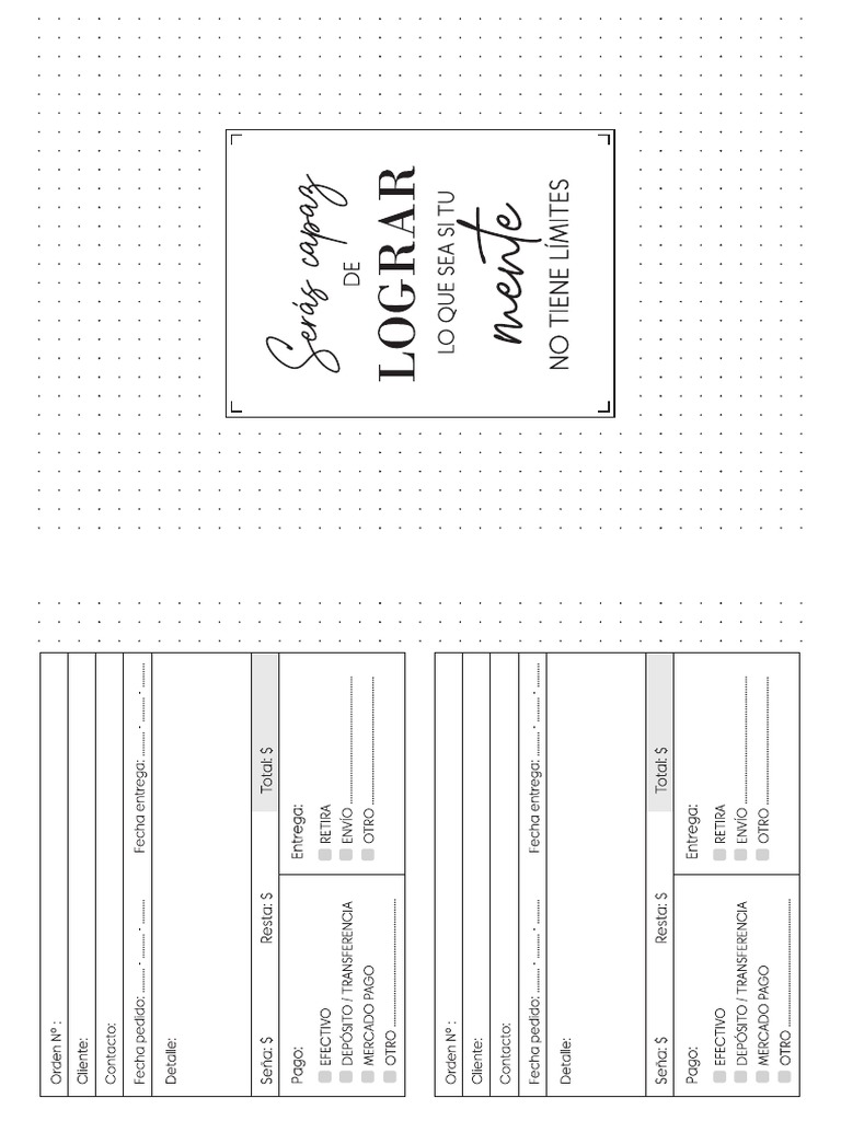 A4 para Coser (Cuadernillos de 4 Hojas) - Cuaderno Emprendedor - Pedidos - Minimalista Byn | PDF