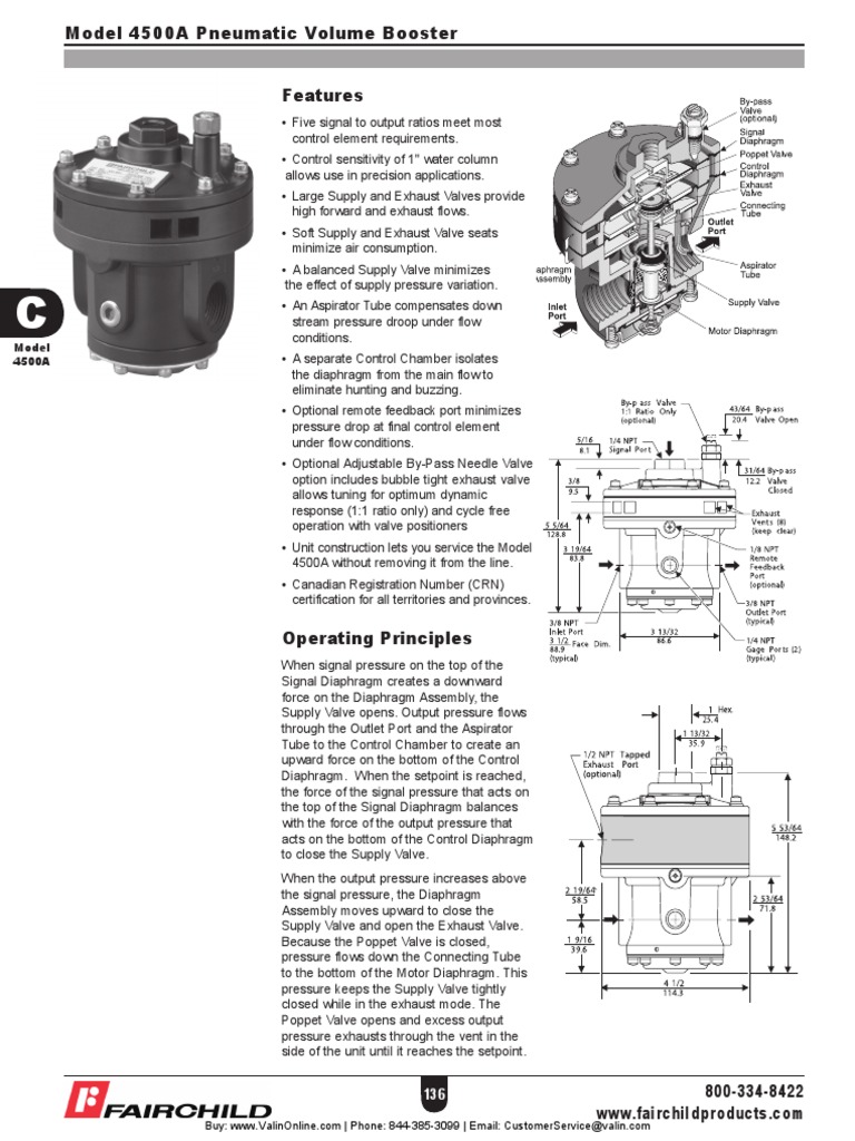 Fairchild Model M4500a Pneumatic Volume Booster 2012 Datasheet | PDF ...