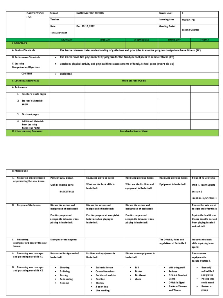 DLL - MAPEH - 8 - 2nd QUARTER - WEEK 7 PE | PDF | Physical Education ... DLL - MAPEH - 8 - 2nd QUARTER - WEEK 7 PE | PDF | Physical Education ...