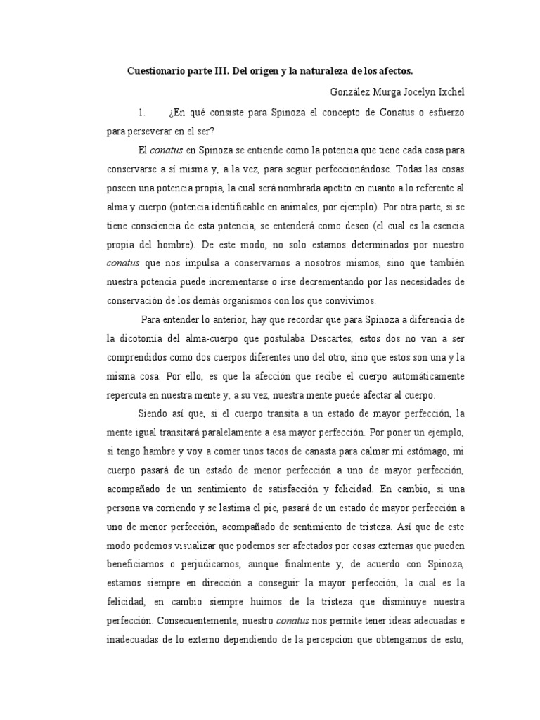 Tercera y Cuarta Parte de La Ética de Spinoza | PDF | Baruch Spinoza | Felicidad