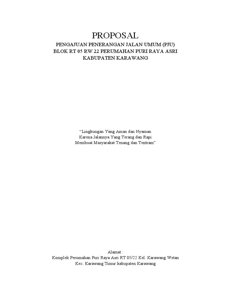 PROPOSAL UNTUK PENERANGAN JALAN UMUM DI PERUMAHAN | PDF