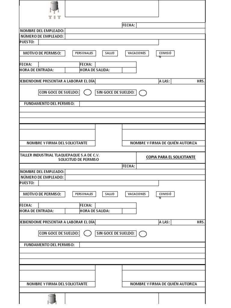 Formato de Permisos | PDF