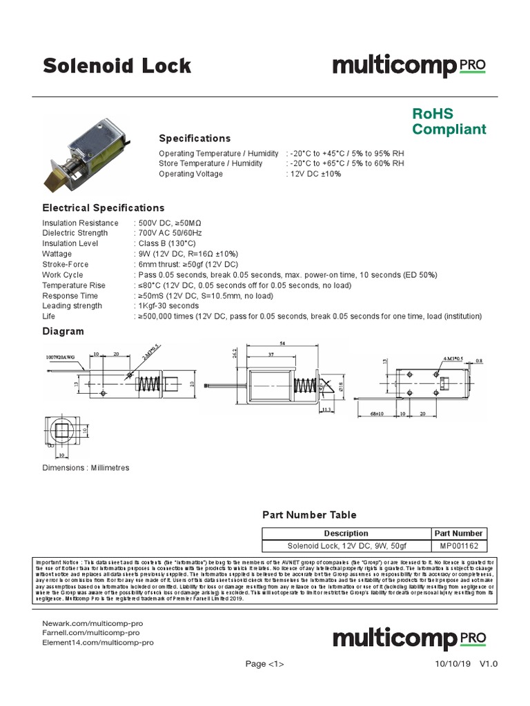 Solenoid Lock: Specifications | PDF | Alternating Current | Electrical ...
