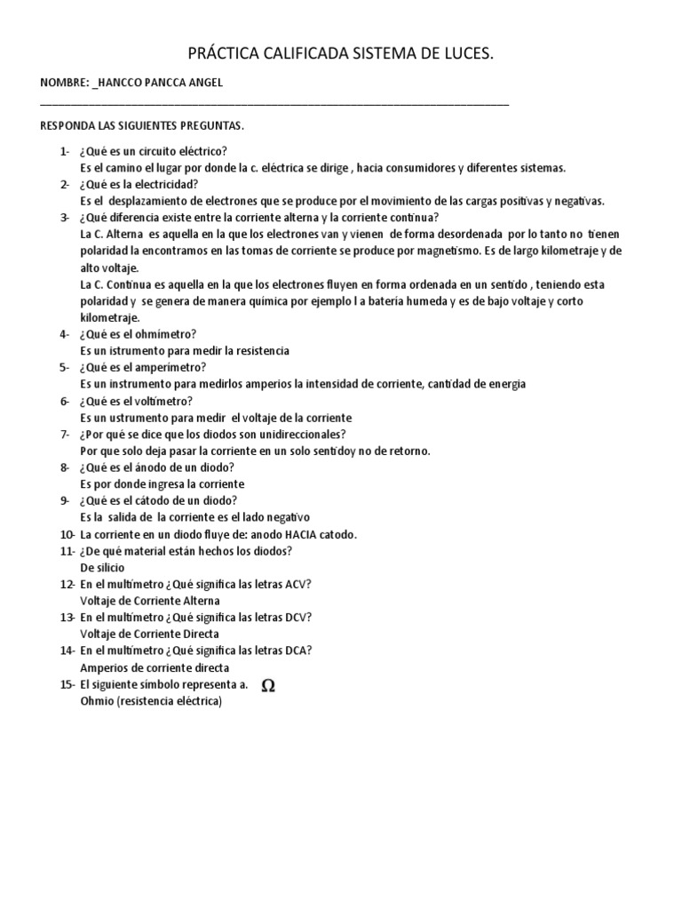 Práctica Calificada Sistema de Luces 11 | PDF