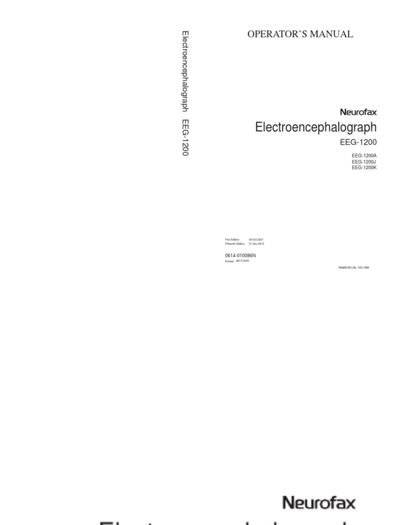 Nihon Kohden Neurofax EEG 1200 Electroencephalograph Operators Manual ...
