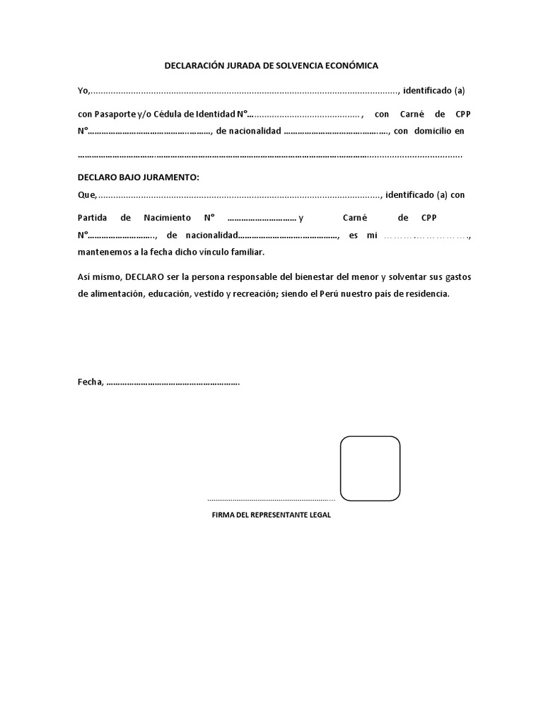 Declaración de Solvencia Económica | PDF