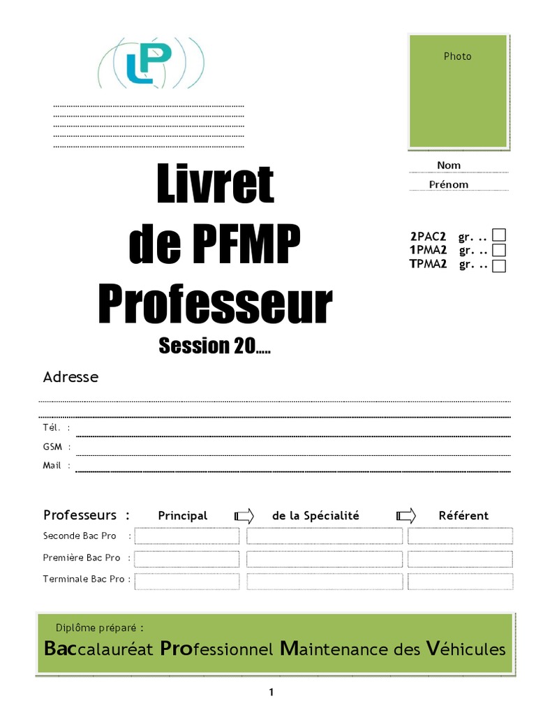 Livret de PFMP Professeur Bac Pro | PDF