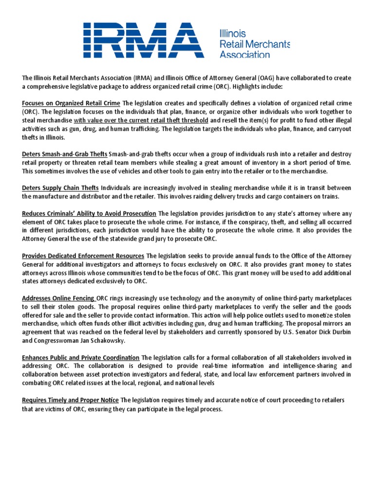 Illinois Retail Merchants Association Anti-Theft | PDF | Theft | Crimes