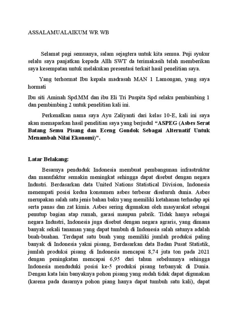 Pemanfaatan Serat Pisang dan Eceng Gondok | PDF