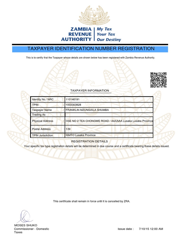 TPIN Certificate | PDF